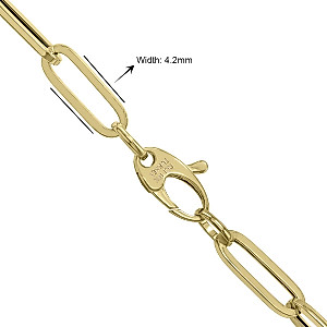 10K Yellow Gold 4.2MM Dainty Paperclip Bracelet With Lobster Clasp
