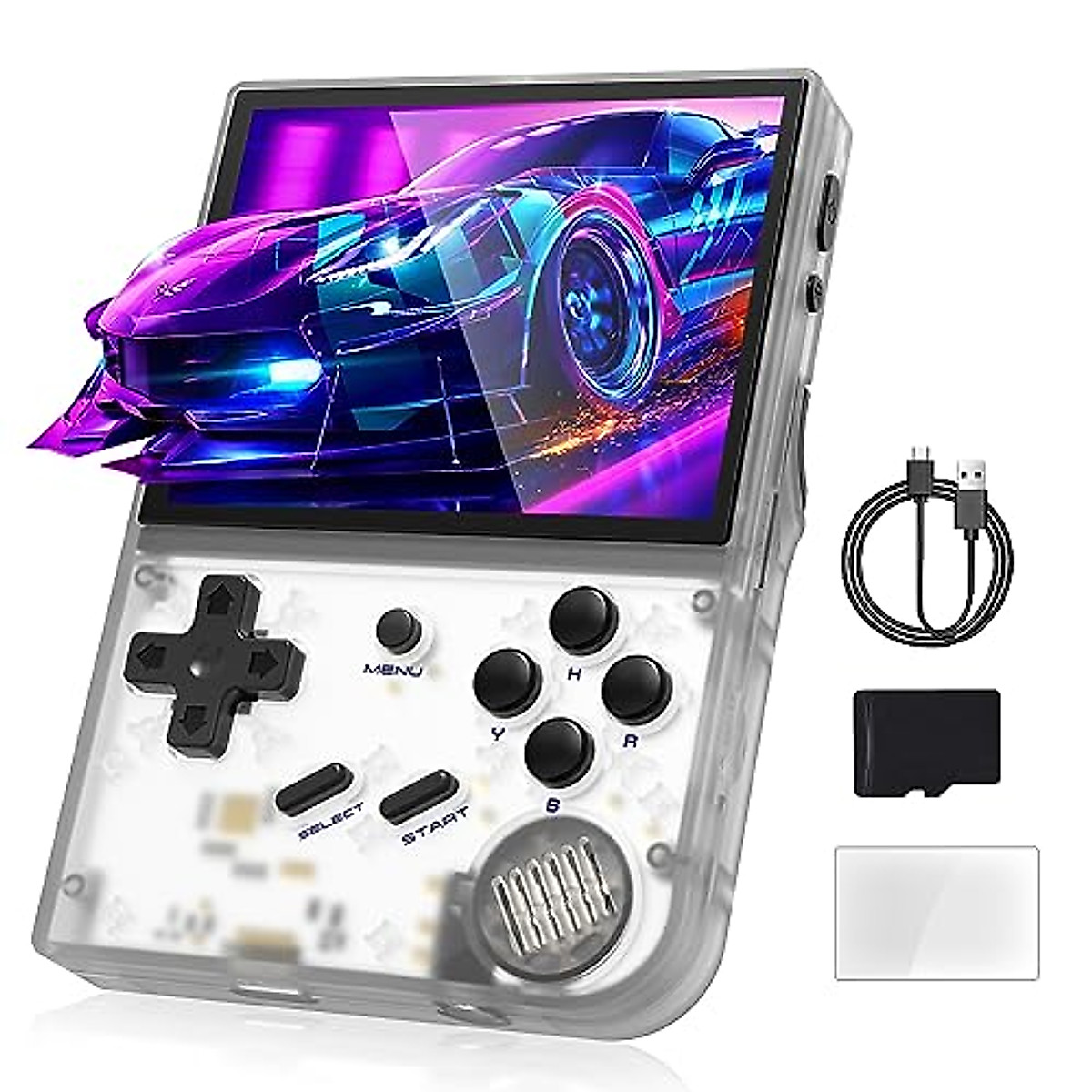 Retro Handheld Game Console, Anbernic RG35XX Handheld Emulator Console, 3.5 Inch IPS Screen, Quad-core CPU, DDR3 256MB RAM, Speaker, 2600mAh Rechargeable Battery (White)