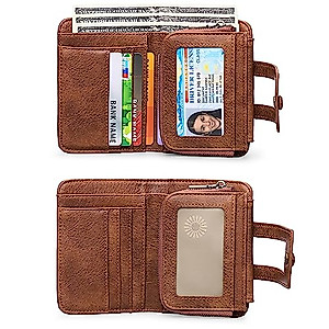 GAEKEAO Leather Credit Card Holder Wallet for Women RFID Blocking Large Capacity Bifold Zipper Card Case Organizer with Wristlet 32 Slots