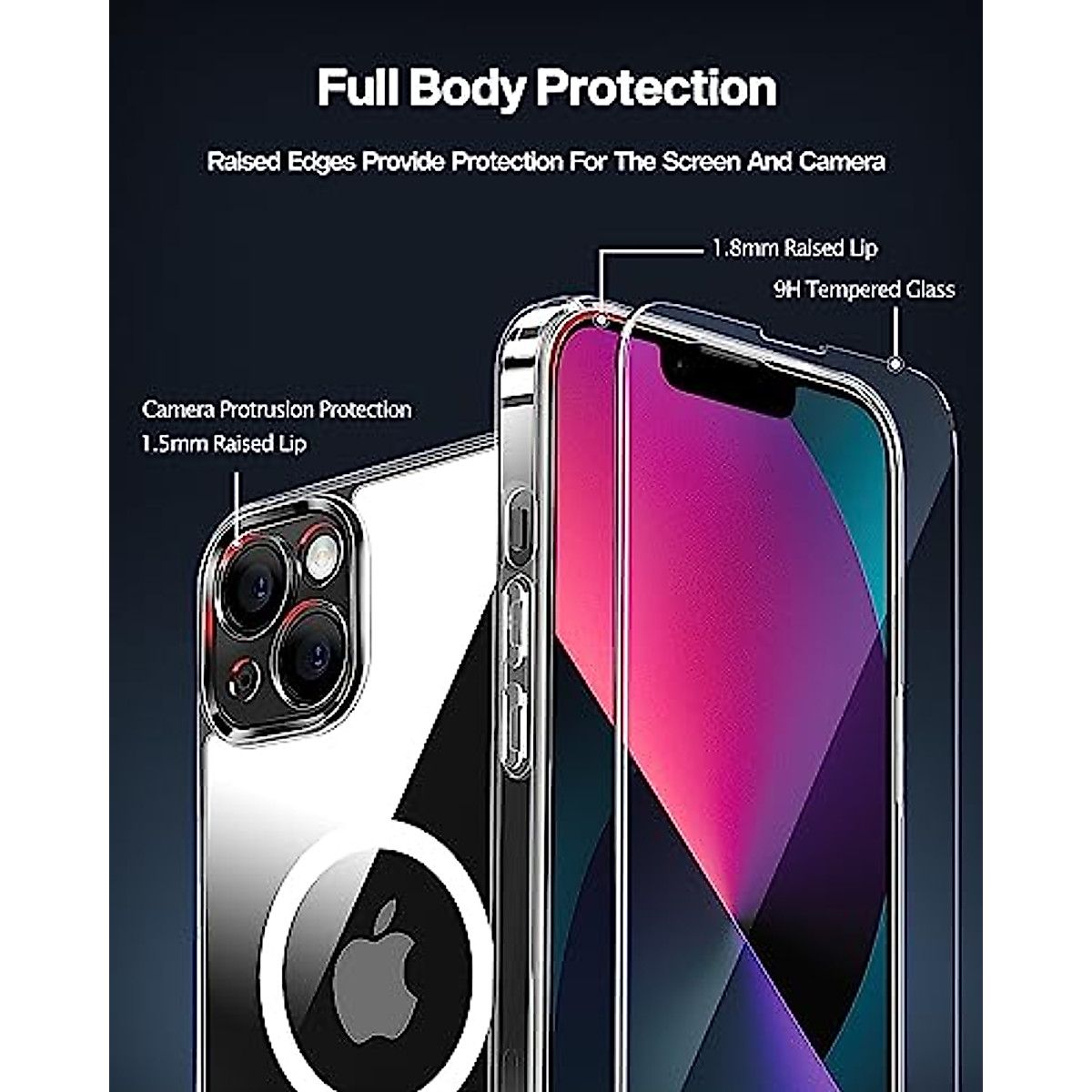Dssairo Magnetic for iPhone 13 Mini case，with 2 Screen Protector，Full Camera Protection [Compatible with MagSafe] Shockproof Phone Protective Bumper Cover，Anti-Scratch (Clear)…
