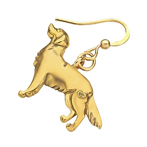 DUOWEI Dainty Golden Retriever Dog Earrings Vintage Dangle Drop for Women Teens Girls Aesthetic Jewelry Gifts (Gold Plated Golden Retriever)
