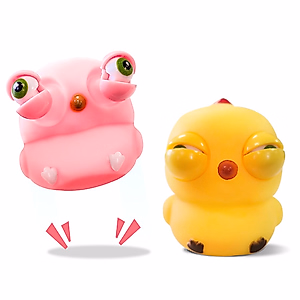 Smosun Chicken Squeeze Toys: 2PCS Funny Stress Relief Squishy Toys with Pop Out Eyes - Sensory Therapy Fidget Toys for Kids and Adults with Autism & ADHD