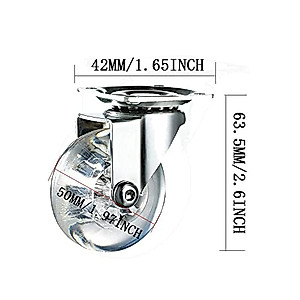 Upone 2 Inch Clear Heavy Duty Swivel Rubber Caster Wheels with 360 Degree Furniture Wheels Top Plate 400 Lbs Total Capacity （with Screws and Screwdrivers） - 100 lbs Each, Pack of 4