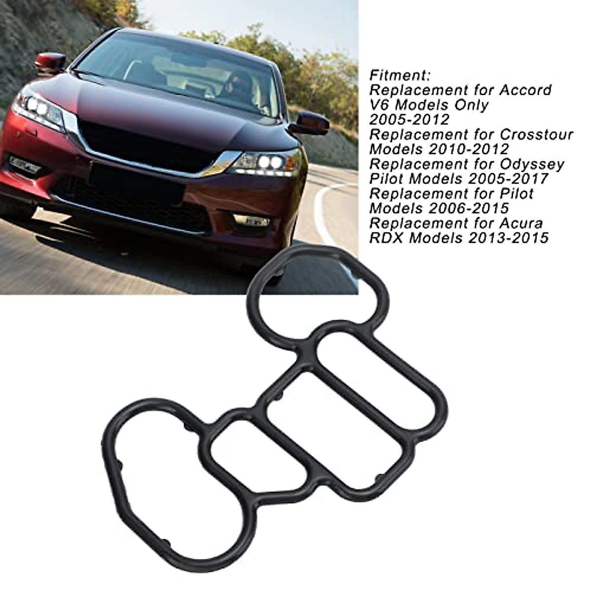 Emoshayoga 15302‑RDV‑J00, Engine Accessory Oil Filter Housing Gasket Rubber Black Wearproof for Auto