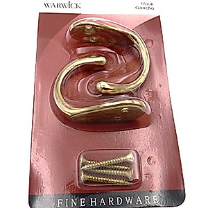 Warwick Single Prong Coat, Robe, Towel Hook, Polished Brass 2 Pack, BH2001PB