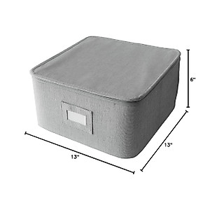 In This Space Grey Twill Hard Shell(tm) Two Square China Plates Storage Container With Secure Lid for dinner round or square plates (11.5” and 9.5”)