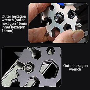 Snowflake Multi Wrench Tool，18-in-1 Keychain Multitool Pocket Tool Is Easy To Carry for Outdoor Camping And Christmas Snowflake (Silver)