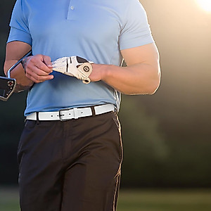 CHAOREN Golf White Belt Men Leather - Mens Belts Casual for Jeans 1 3/8" - Perfect Belt for Daily Use