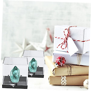Garneck 8pcs Boxes Glass Jewelry Display Case Glass Containers with Lids Square Containers with Lids Clear Acrylic Show Box Square Display Case Sample Collection Box Storage Container Ring