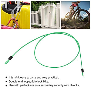 100CM/3.3ft Outdoor Travel Security Cable Lock, Steel Luggage Lock Safety Cable Lightweight Braided Safety Cable Safety Cable Lock for Cycling Sports Scooter (Green)