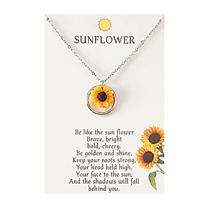 Kilener Sunflower Necklaces for Women Inspirational Sunflower Gifts for Women Christmas Birthday Gift for Daughter Best Friends Motivation Sunflower Necklace