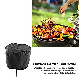Vakitar Outdoor Garden Grill Cover Rainproof Dustproof UV Protector Barbecue Round Cover 52x37cm Durable Barbecue Cover