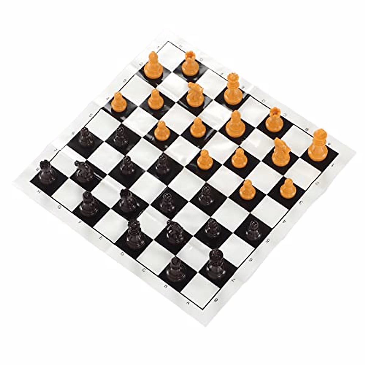 International Plastic Chess Set,Chess Set with 25CM Plastic Film Chessboard and Storage Bag PS International Chess for Adults Kids (Brown)