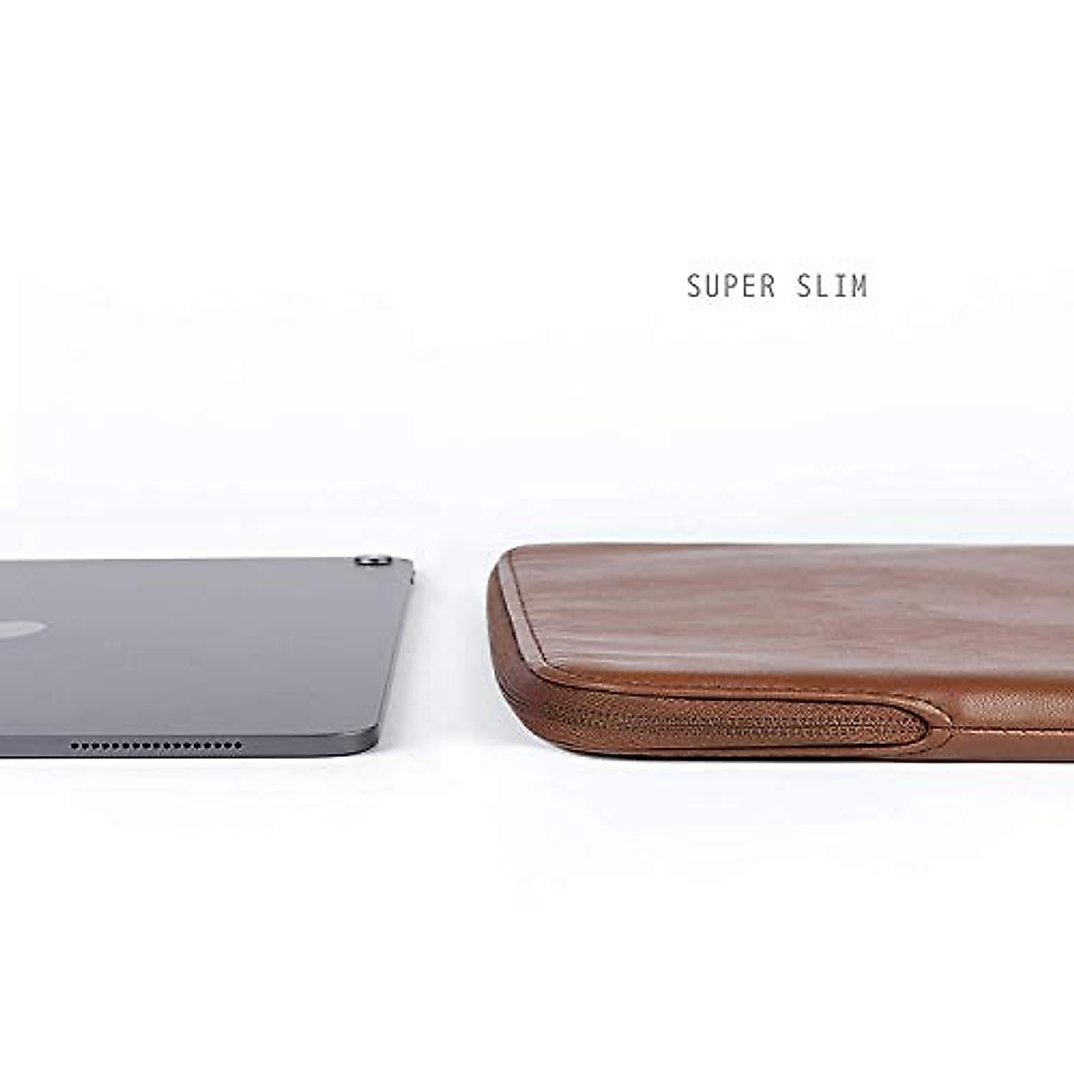 Comfyable Tablet Sleeve Compatible for iPad Pro 12.9 inch M2 2022 M1 2021 2020 with Smart/Magic Keyboard with Pencil Holder - PU Leather Bag Waterproof Slim Protective Cover Case - Brown