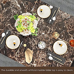 DKLGG Dining Table Set for 4 Faux Marble Kitchen Table with PU Leather Benches Kitchen Table Dinner Table Set for 4 Small Kitchen Table and Chairs for Small Spaces