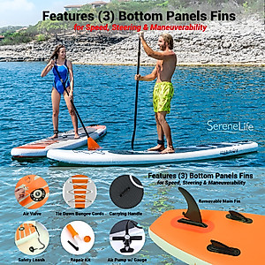 SereneLife Stand up Paddle Board Inflatable - Non-Slip SUP Paddle Board Paddle, Pump, Leash, and Accessories - Fun Water inflatable paddle board for Adults and Youth with Wide Stable Design