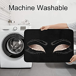 Eyelash Pattern Printed Bathroom Carpet Set Non-Slip Absorbent, Soft Washable Toilet Shower Mat Set, 3 Pc