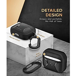 MOBOSI for AirPods 3rd Generation Case, Cool AirPods 3 Case with Keychain Silicone Shockproof Anti-Slip Protective Cover for Men Women, Rugged AirPod Case for 3 Generation (2021), Black