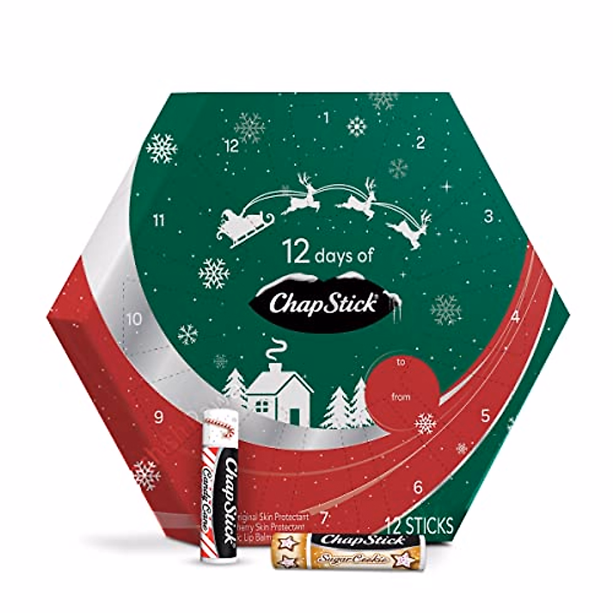 12 Days of ChapStick Holiday Advent Calendar Lip Balm Gift Set, Lip Care - Pack of 12