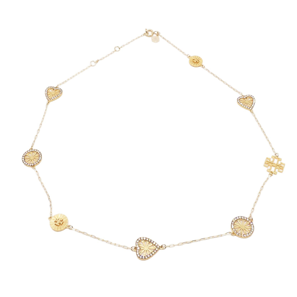 Tory Burch 141860 Britten Rolled Brass/Tory Gold Tone Crystal Pave Women's Necklace