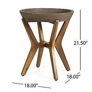 Christopher Knight Home Oprah Outdoor Side Table, Teak and Light Gray