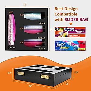 Ziplock Bag Organizer for Kitchen Drawer, Bamboo Organizer, Compatible with Gallon, Quart, Sandwich and Snack Variety Size Bag