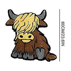 SuanlaTDS Highland Cow Bath Mat,Cute Cartoon Animal Doormat Funny Bathroom Rug Fluffy Doormat Kitchen Toilet Floor Rug Decor