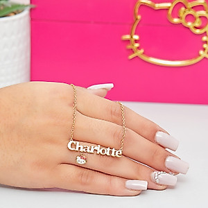 Sanrio Hello Kitty Personalized Name Necklace 18" - 14k Flash Plated Sterling Silver Custom Name Necklace Officially Licensed