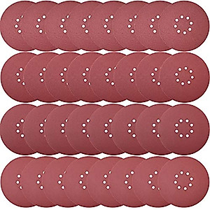 Sackorange 50 PCS 9-Inch 8-Hole Drywall Sanding Discs Set -10 PCS Each of 60 80 120 150 240 Grits,9" Hook-and-Loop Aluminum Oxide Sander Paper for Drywall Sander