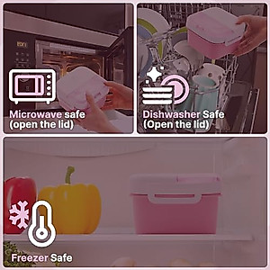 Earth&ME Bento Lunch Box For Adults Kids, 1100 Ml Bento Box Container With 2 Floors 3 Compartments, Leak-proof Sauce Container, Spork, Ideal Salad Container For Lunch For School, Office, Travel, Pink