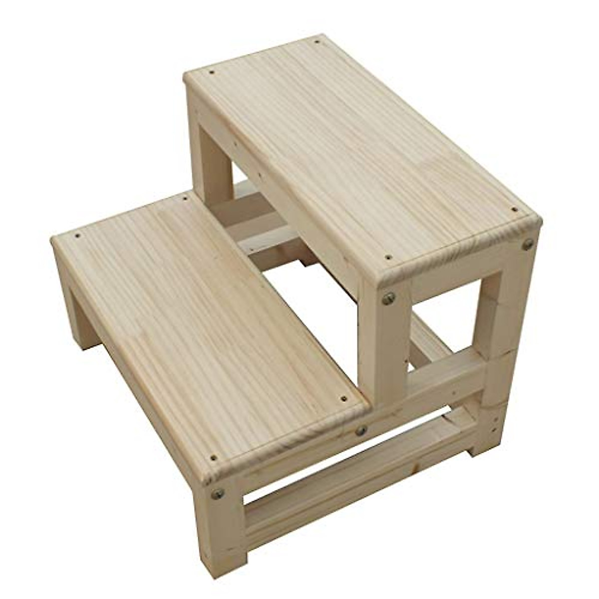 Step Stool Solid Wood Ladders, Second Floor Ladder Stool Three-Storey Ladder Frame Solid Wood Material Clear Wood Grain Styles Household Ladder/50 X 44 X 40Cm