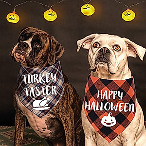 STMK Holiday Dog Bandanas, 2 Pack Halloween Thanksgiving Day Fall Dog Bandanas for Halloween Thanksgiving Day Fall Dog Puppy Costume Decorations