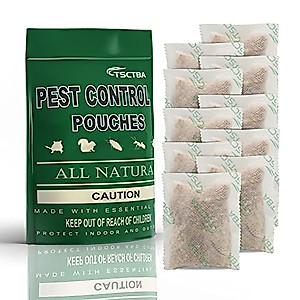 TSCTBA Pest Control Pouches,Squirrel Repellent,Peppermint Oil Pest and Rodent Repellent,Mouse/Rat/Mice Repellent,Mosquito Repellent,Naturally and Strongly Repel Roach,Ant, & Other Pests -10Pouche