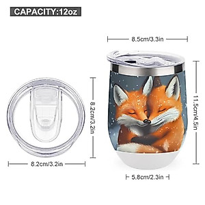 Snowy Fox Insulated Tumbler with Lid Stainless Steel Coffee Mug Cute Wine Tea Water Cup White-style