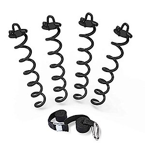 ABCCANOPY 16" Spiral Ground Anchor with Dog Tie Out for Anchor Swings Set Down, Tent (Black)