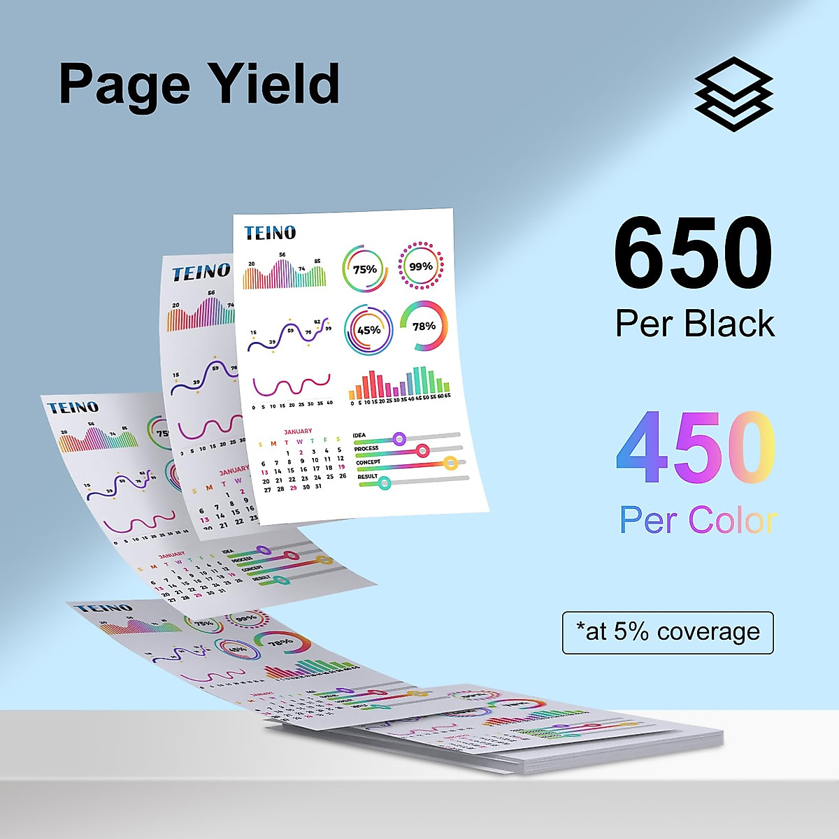TEINO 63XL Remanufactured Ink Cartridge Replacement for HP 63XL 63 XL use with HP OfficeJet 3830 4650 5255 5258 4655 4652 3833 Envy 4520 4512 DeskJet 1112 3630 3632 2130 (Black Tri-Color, 2-Pack)