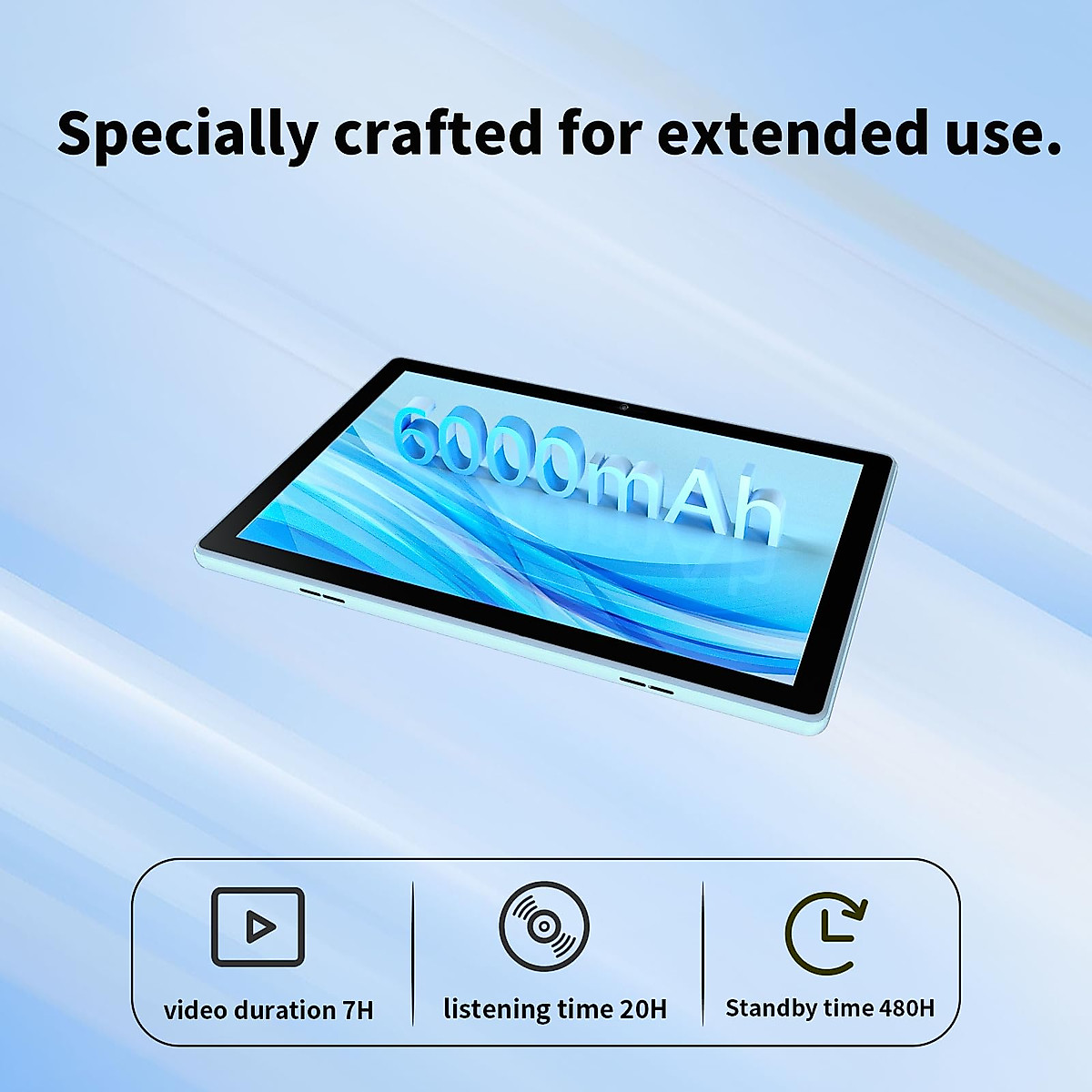 10 inch Tablet Android 13 Tablet, 4GB RAM 64GB ROM 512GB Expand, Quad-Core Processor, 1280x800 IPS Display, Tablet PC with GPS, 6000mAh, Bluetooth, Dual Camera, WiFi (Blue)