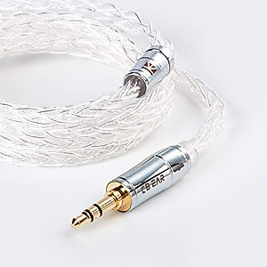 8 Core Silver Earphone Cable 2pin 0.78mm Replacement Cable with 3.5mm Headphone Cable Plug for ES4 ZST ZSN ZS3 ZSR C10 C04 CA4 AS10 ZS10 C12 C16 V80 V90 KB06(2pins 3.5mm)