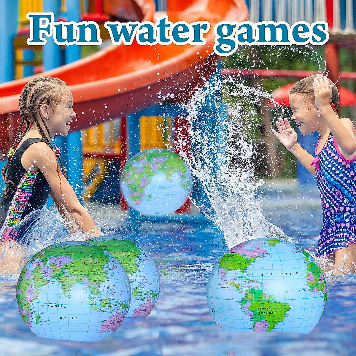 Sotiff 24 Pack 16 Inches Inflatable World Globe Beach Balls Blow up Earth Beach Ball Large Pool Toys for Party Birthday Party Favor Luau Decorations