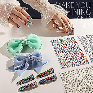 Teenitor Self Adhesive Face Gems and Pearls for Makeup, Festival Jewels, Hair Gems, Rhinestone Stickers for Face, Eye, Makeup, Nail, Body, Crafts