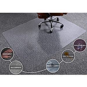 HOMEK Chair Mat for Carpeted Floors, 53” x 45” Transparent Office Chair Mat for Low Pile Carpet, Sturdy Floor Mat for Office Chairs