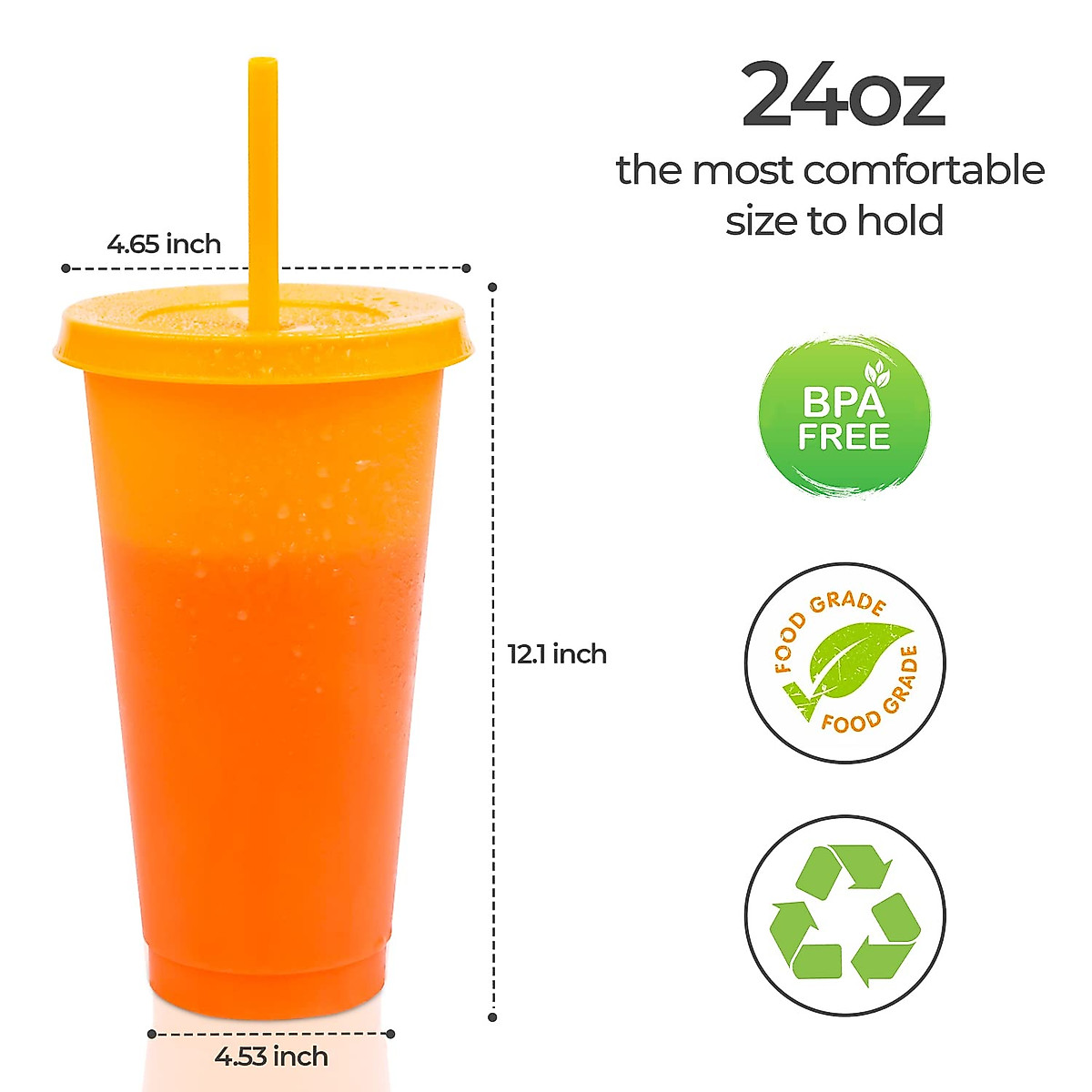 Osprey Store Color Changing Cups Tumblers with Lids and Straws - 5 Reusable Tumblers Plastic Cold Cups for Adults Kids 24 Oz Tumbler