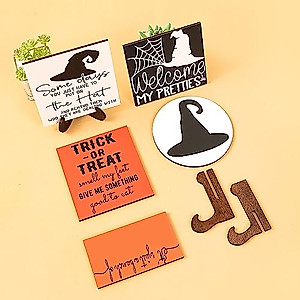 Halloween Tier Tray Decor Halloween Rustic Wooden Mini Sign Tiered Tray Decorations Farmhouse, Halloween Wood Sign Rustic Farmhouse Decor for Halloween Bathroom Bedroom Shelf Mantle Decoration