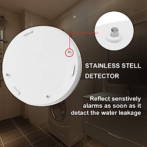 WER Water Leak Alarm Sensor, Battery Operated Leak Alert, 90dB Water Detector for Basements, Bathrooms, Laundry Rooms, Kitchens, Garages and All Office Areas (Shipped Without Battery, 2 Pack)