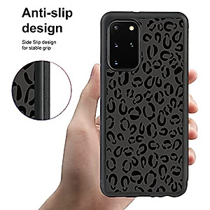SAKUULO Samsung Galaxy S20 Plus Case, [Screen Protector + Kickstand] Black Leopard Cheetah Design, Anti-Slip Shockproof Lightweight Flexible TPU Bumper Protective Case for Galaxy S20 Plus 6.7 Inch