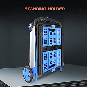 Functional Collapsible Utility Cart,Collapsible Shopping carts with Storage Crate Adjustable Shopping Cart Mobile Folding Trolley Lightweight, High-Capacity Storage Cart