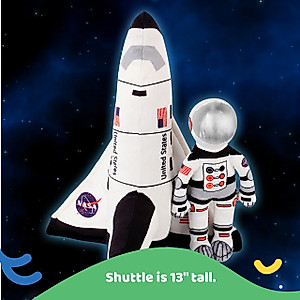 Dazmers 10” Stuffed Space Shuttle and Astronaut Plush Soft and Cuddly Plush Space Shuttle Toy for Kids –Birthday Gift for Boys Girls, Toddlers Pretend Role Play