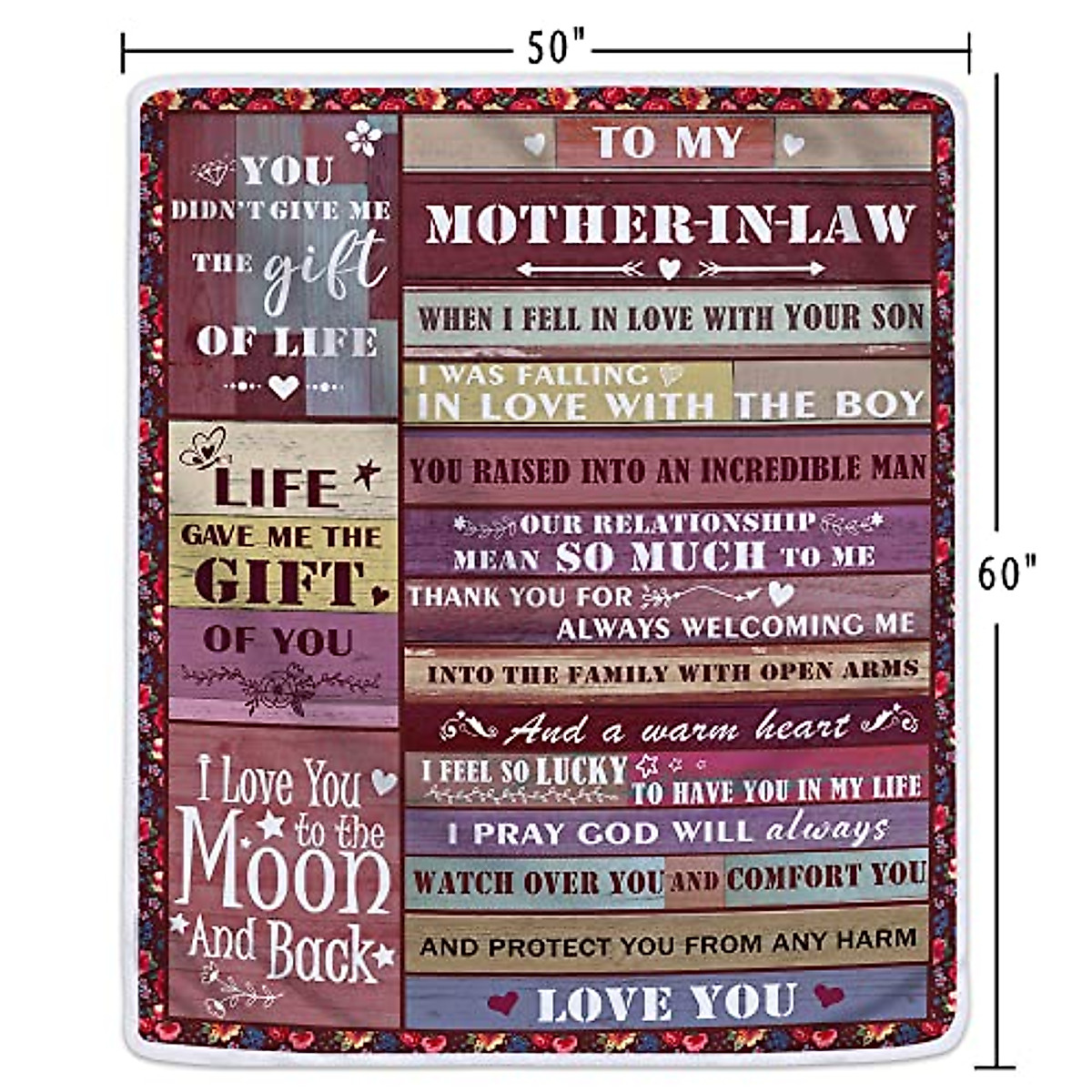 Gifts for Mother in Law Throw Blanket, Mother in Law Gifts from Daughter/Son in Law, Birthday Gifts for Mother in Law, Mother in Law Christmas, Soft Cozy Purple Blanket 50" X 60"