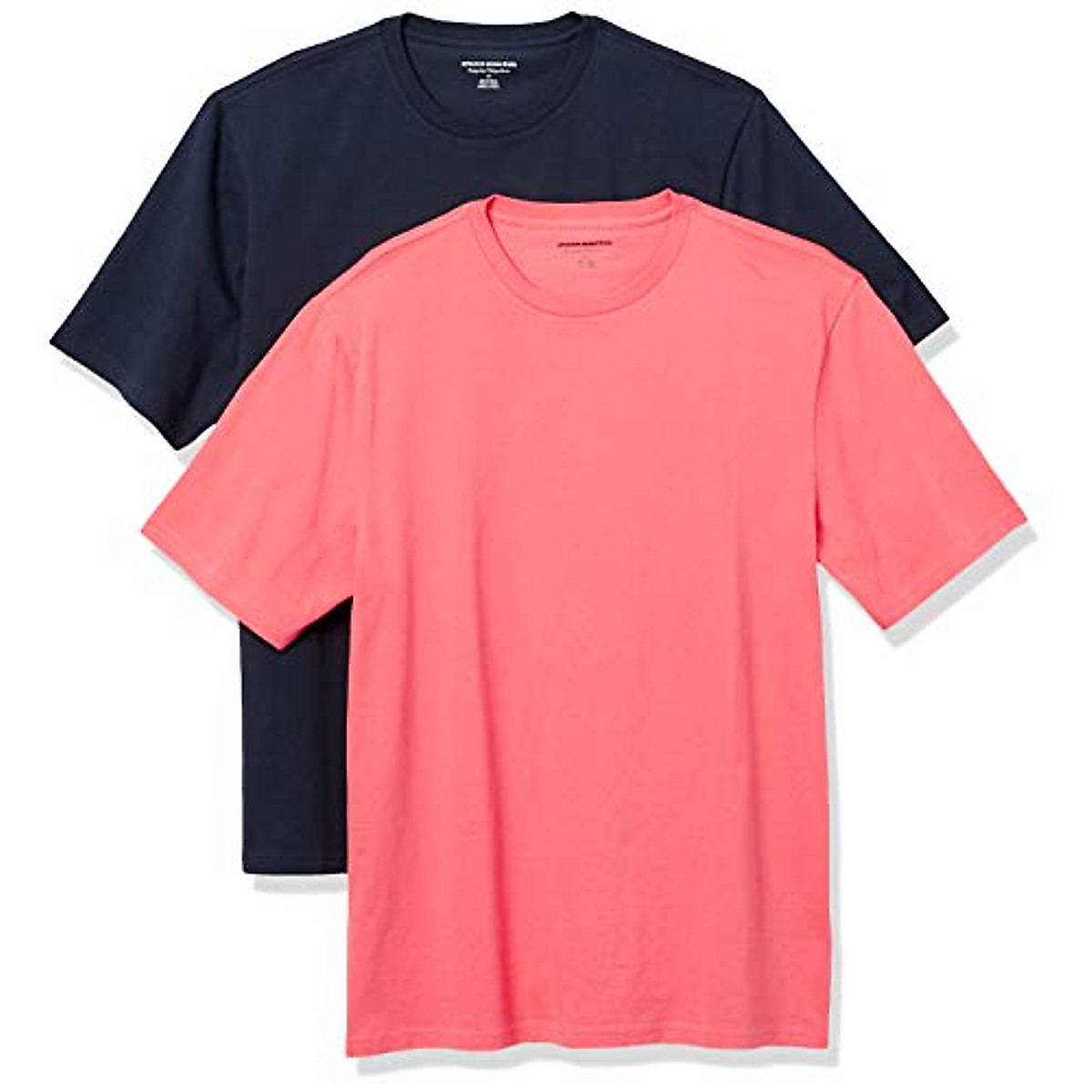 Amazon Essentials Men's Regular-Fit Short-Sleeve Crewneck T-Shirt, Pack of 2, Coral Pink/Dark Navy, X-Large