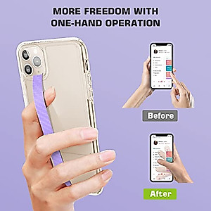 ROCONTRIP Phone Grip,2 PCS Phone Strap 2022 Upgrade Reusable Phone Grip Holder with Three Short Silicone Straps Combination to Fit Most Smart Phone Case(Black+Purple)